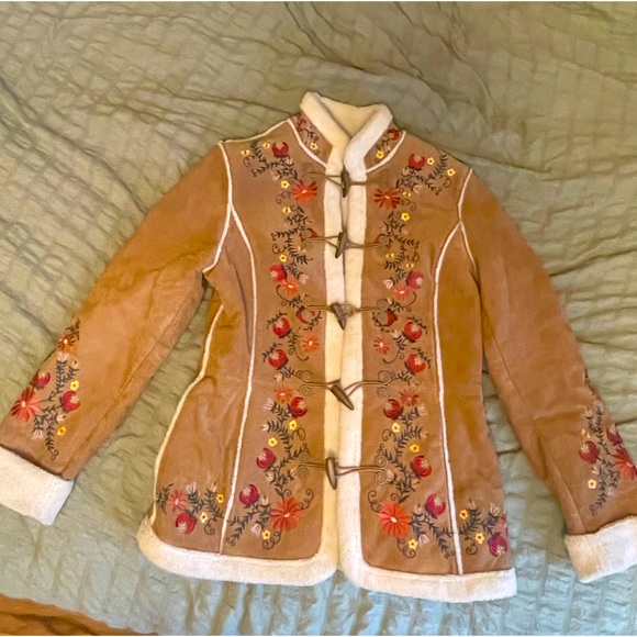 St. John's Bay | Jackets & Coats | Leather Embroidered Flower Jacket | Poshmark